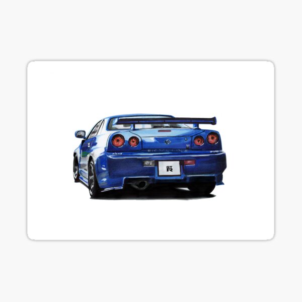 "Nissan Skyline R34 GTR " Sticker for Sale by LelkesMatyasArt | Redbubble