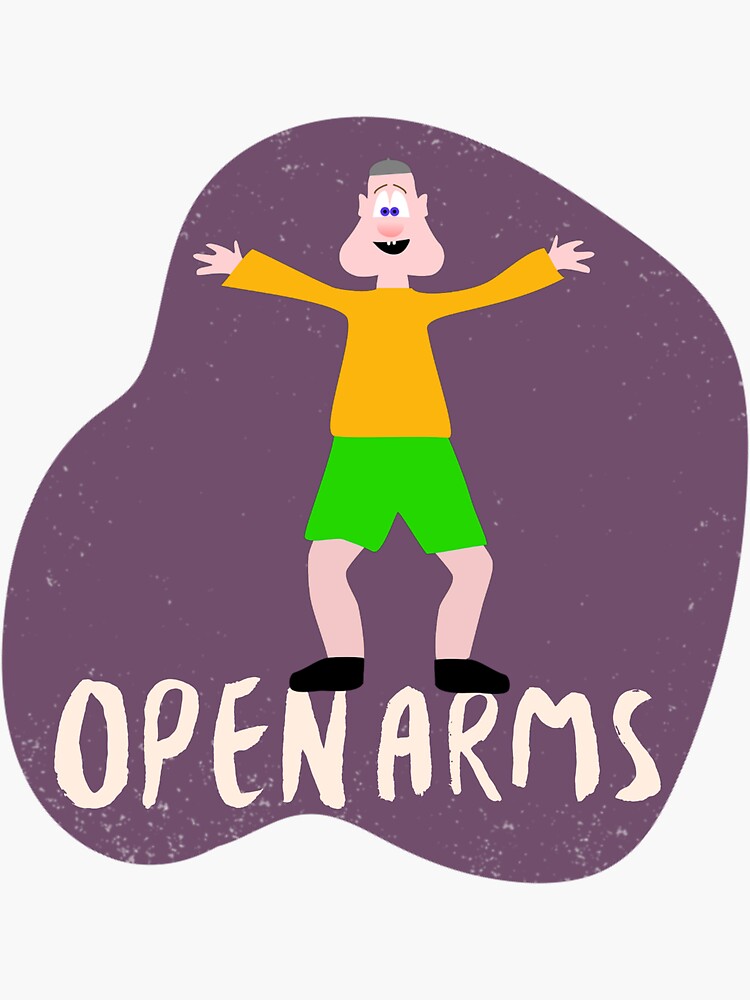 "Open Arms, Funny boy" Sticker for Sale by design1980 | Redbubble