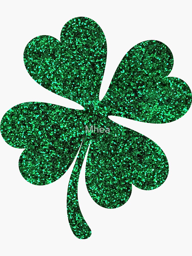 "Green glitter clover sticker - PRINTED IMAGE" Sticker by Mhea | Redbubble