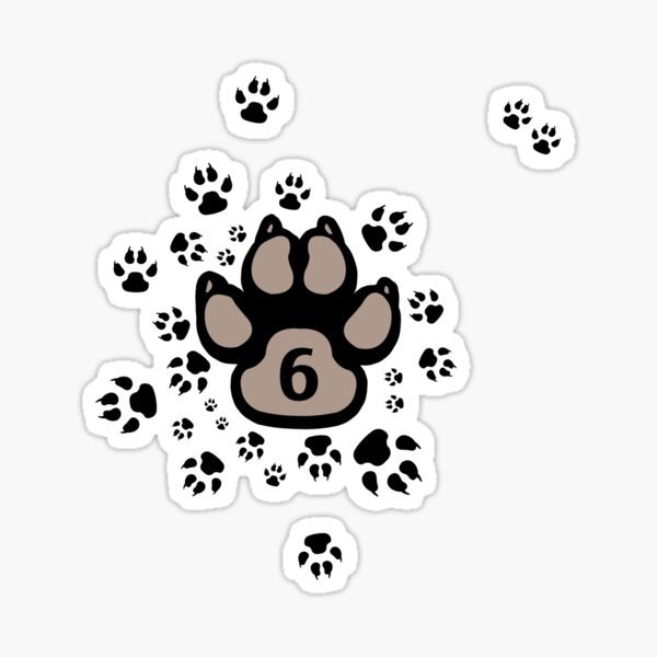 "Cute dog paw prints with number six" Sticker for Sale by MadandMean ...