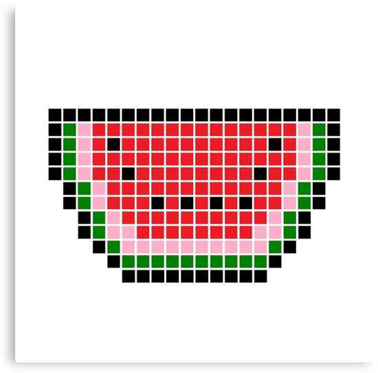 "8 bit pixel watermelon" Canvas Print by NemJames | Redbubble