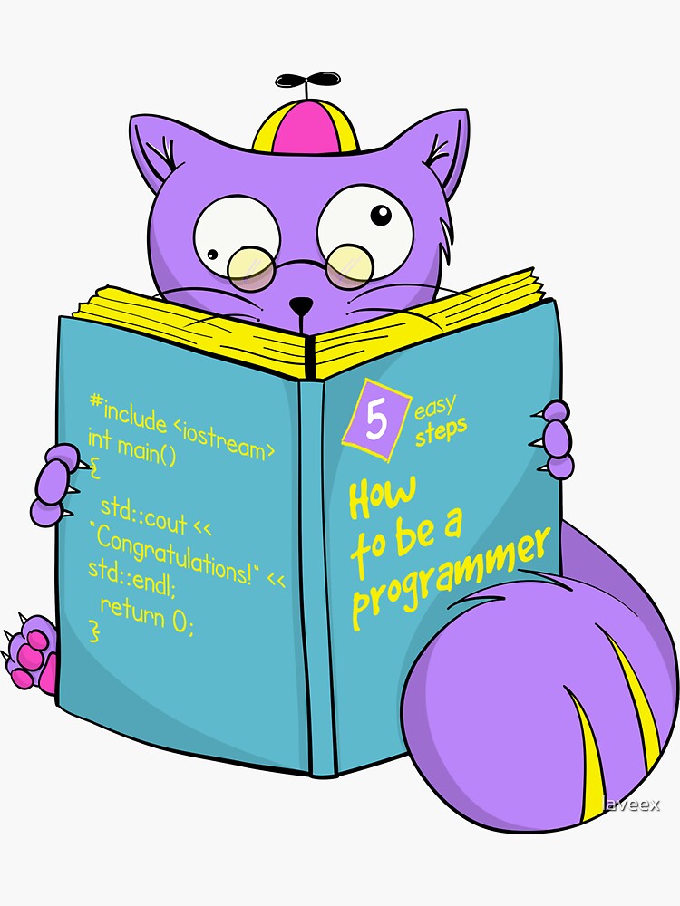 "Purple Cat Chubby Cat How To Be A Programmer Cat Studying Programming ...