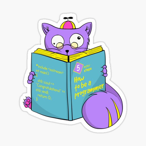"Purple Cat Chubby Cat How To Be A Programmer Cat Studying Programming ...