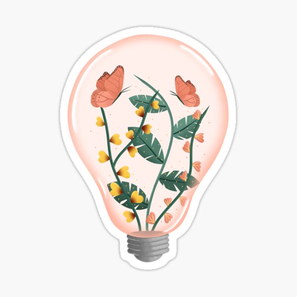"Lightbulb filled with Plants and Butterflies" Sticker for Sale by ...
