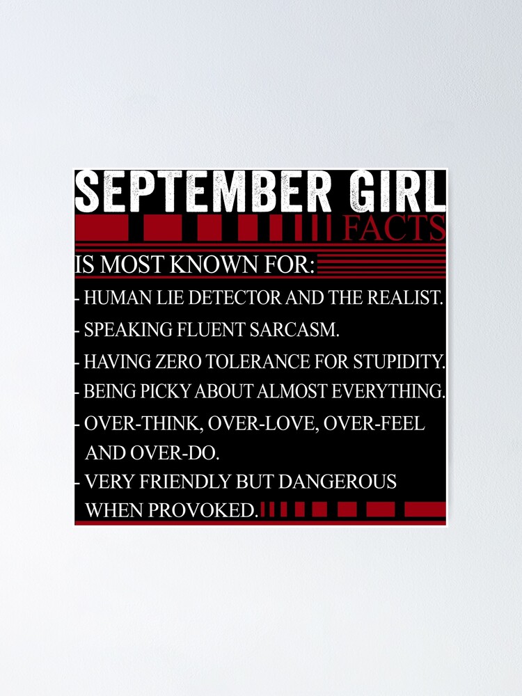 "September Birthday Girl Facts" Poster by honeyandcotton | Redbubble