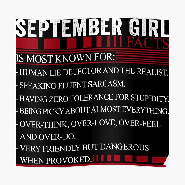 "September Birthday Girl Facts" Poster by honeyandcotton | Redbubble