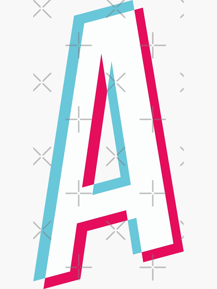 "Letter A Tik Tok Style Glitch Effect Blue White Red" Sticker for Sale ...