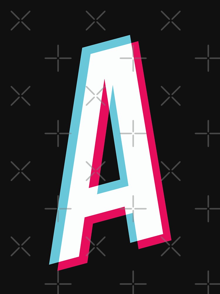 "Letter A Tik Tok Style Glitch Effect Blue White Red" T-shirt for Sale ...