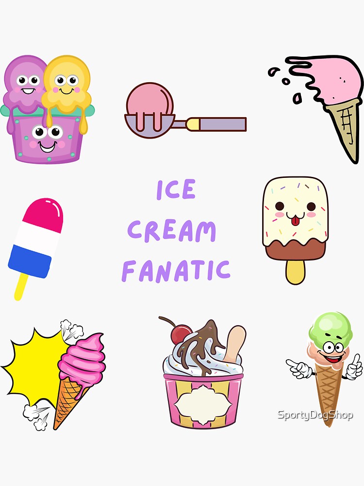 "Ice Cream Fanatic Sticker Pack" Sticker for Sale by SportyDogShop ...