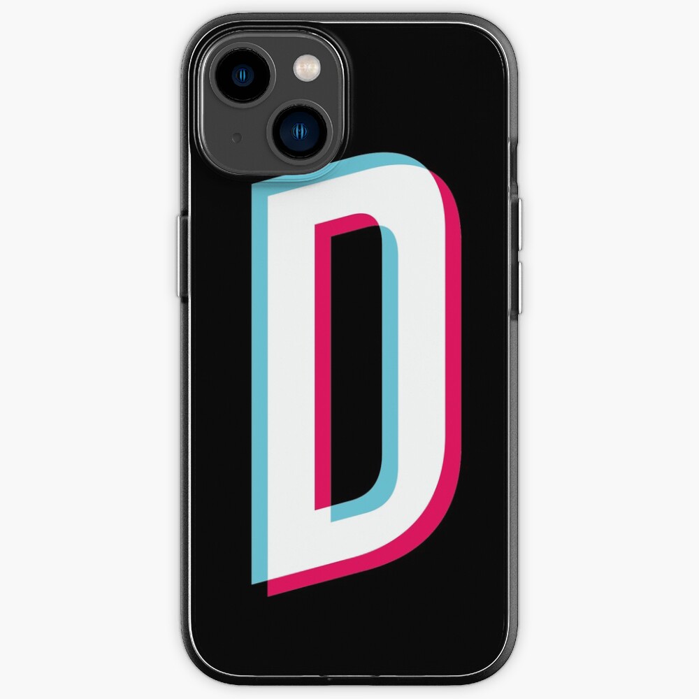"Letter D Tik Tok Style Glitch Effect Blue White Red" iPhone Case for ...
