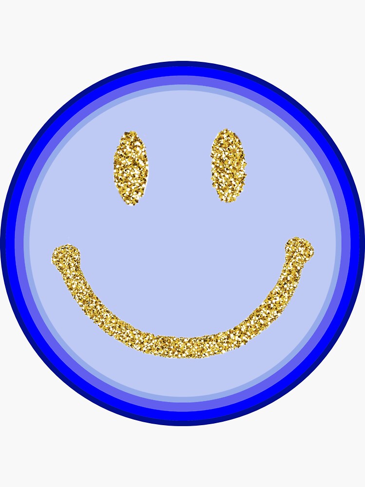 "Blue Glitter Smiley Face" Sticker by KarlesArt | Redbubble