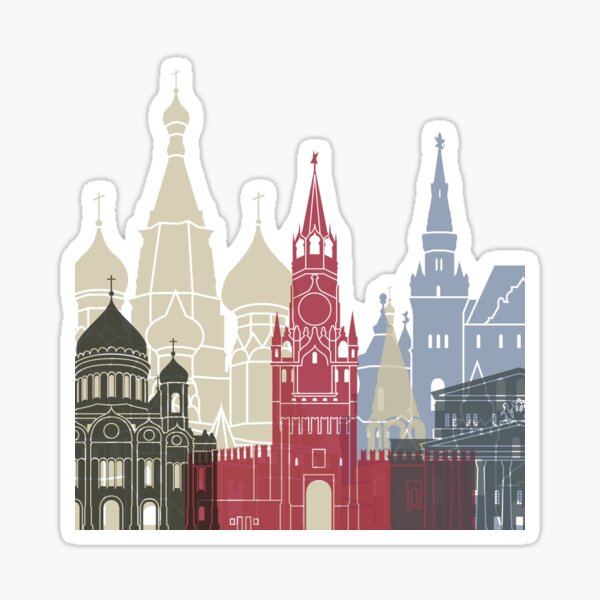 "Moscow skyline poster" Sticker for Sale by paulrommer | Redbubble