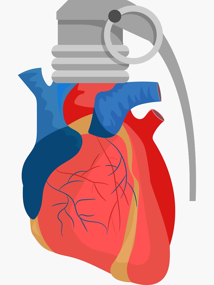"Heart Grenade" Sticker for Sale by zakariadesigner | Redbubble