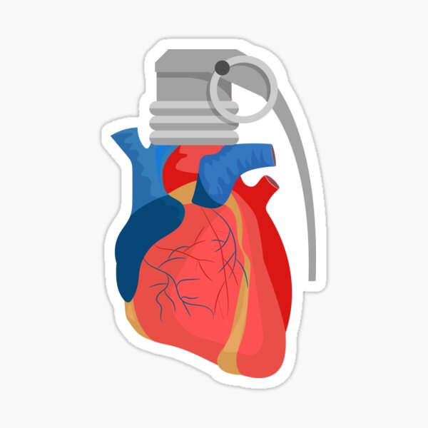 "Heart Grenade" Sticker for Sale by zakariadesigner | Redbubble