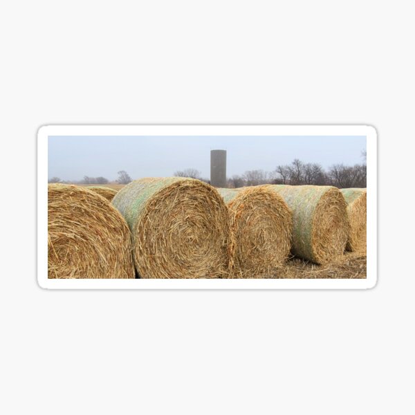 "Large Round Hay Bales in a Farm Field" Sticker for Sale by Jared ...
