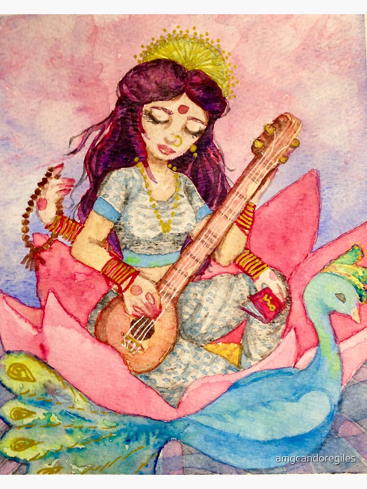 "Mata Saraswati" Sticker for Sale by amgcandoregiles | Redbubble