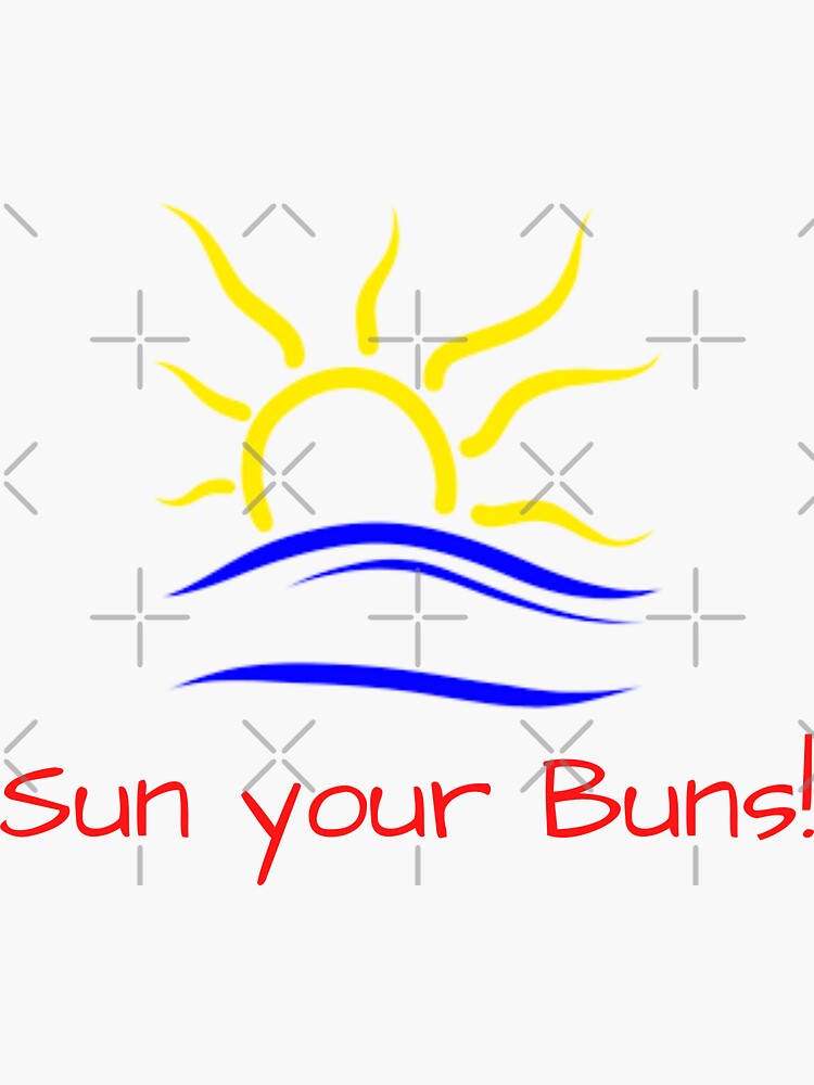 "Naturist Symbol - Sun your Buns! - large" Sticker for Sale by ...