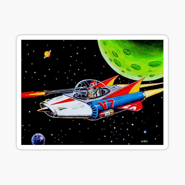 "V-7 SPACE SHIP" Sticker for Sale by ward-art-studio | Redbubble