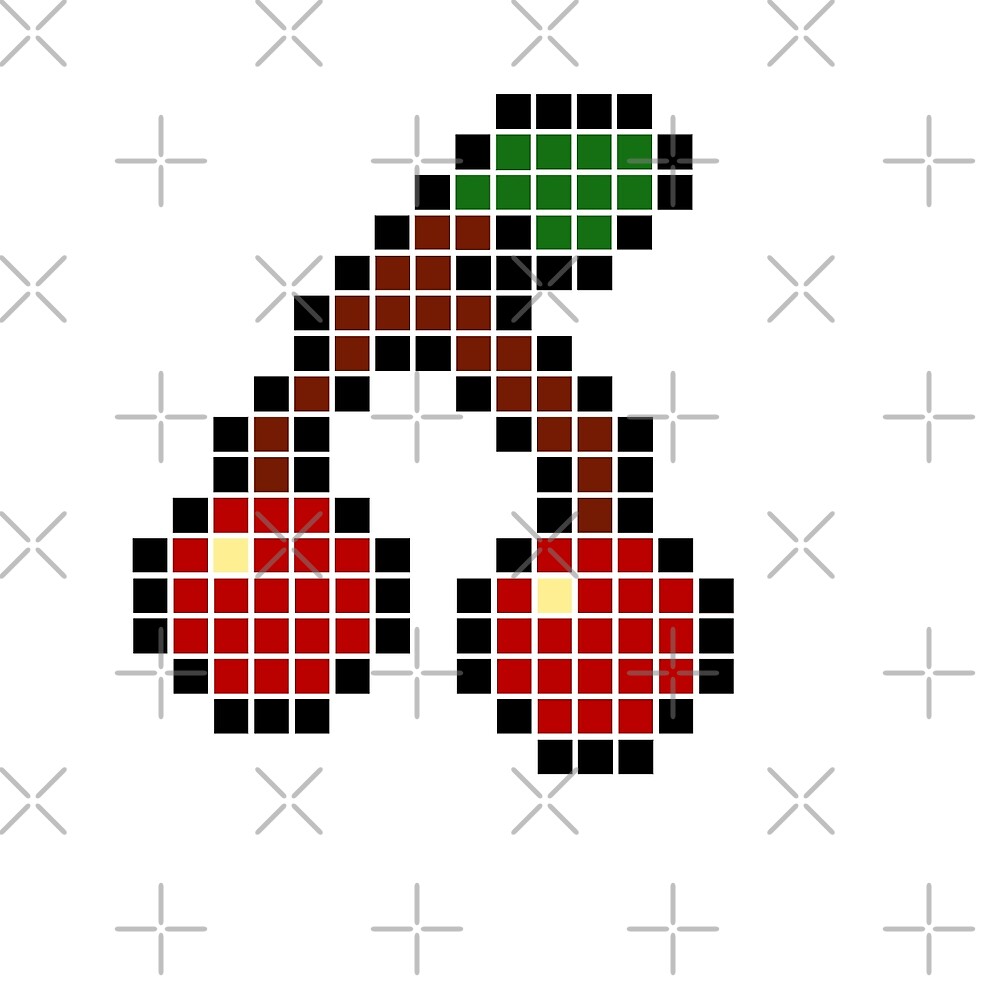 "8 bit pixel cherries" by NemJames | Redbubble