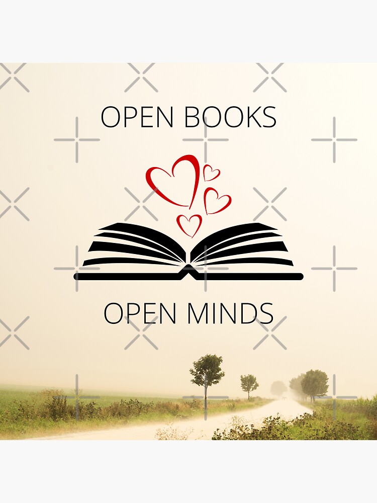 "Open Books Open Minds" Sticker for Sale by Javventura | Redbubble