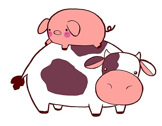 Lámina fotográfica «Vaca y cerdo» de SaradaBoru | Redbubble