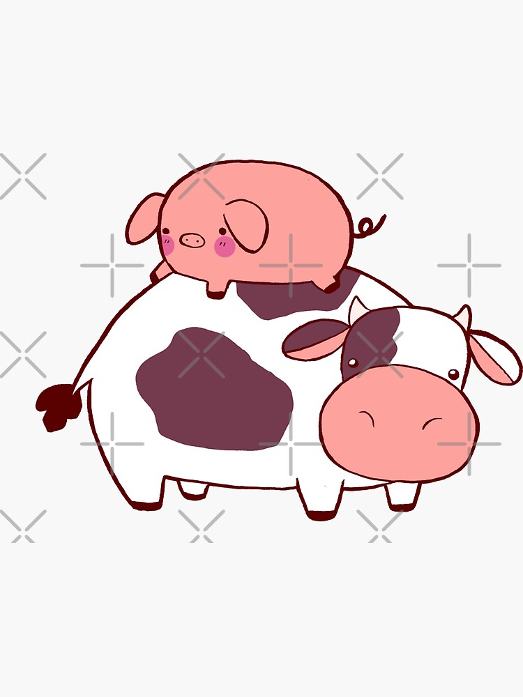 "Cow and Pig" Sticker for Sale by SaradaBoru | Redbubble