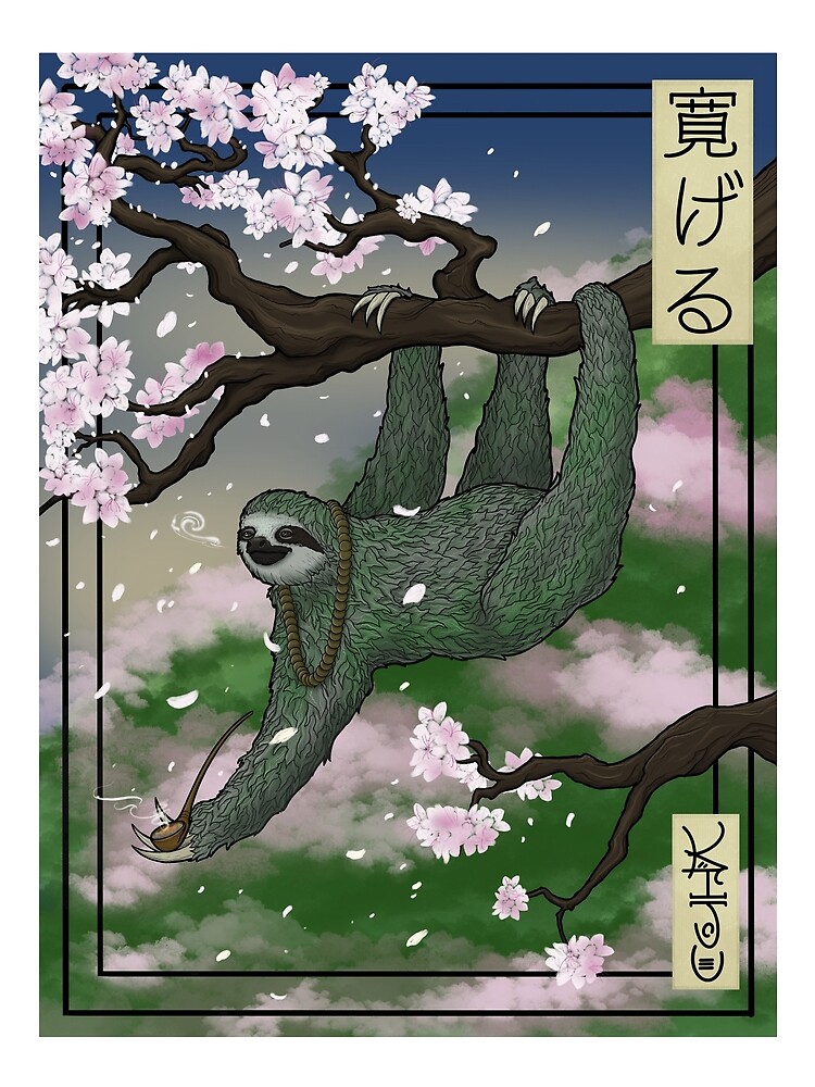 "Sloth's Scenic Sakura Smoke Spot" Poster by Art-by-Kaiju | Redbubble