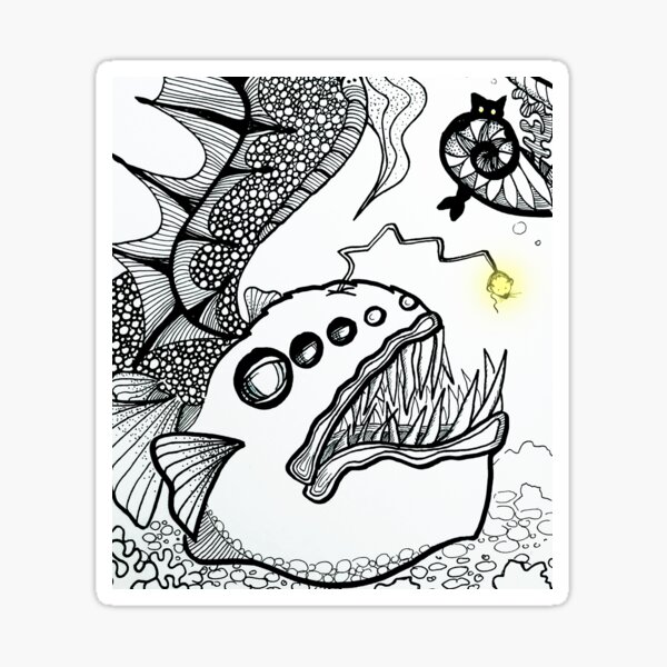 "Giant Carnivore Fish - mermaid cat trap" Sticker for Sale by zazuzanta ...