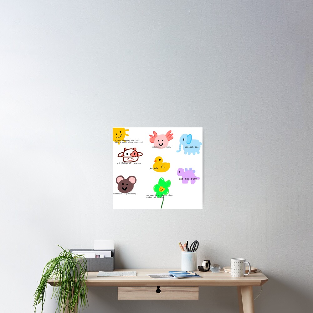 "Gen Z Animal Doodles Sticker Pack" Poster for Sale by inbythin | Redbubble