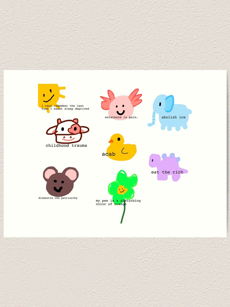 "Gen Z Animal Doodles Sticker Pack" Art Print for Sale by inbythin ...