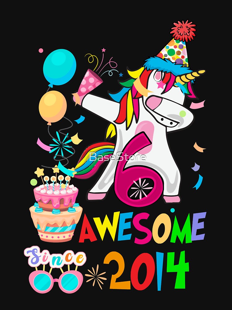 "6th Birthday Dabbing Unicorn Party Gift For 6 Years Old Girl" T-shirt for Sale by BaseStore ...