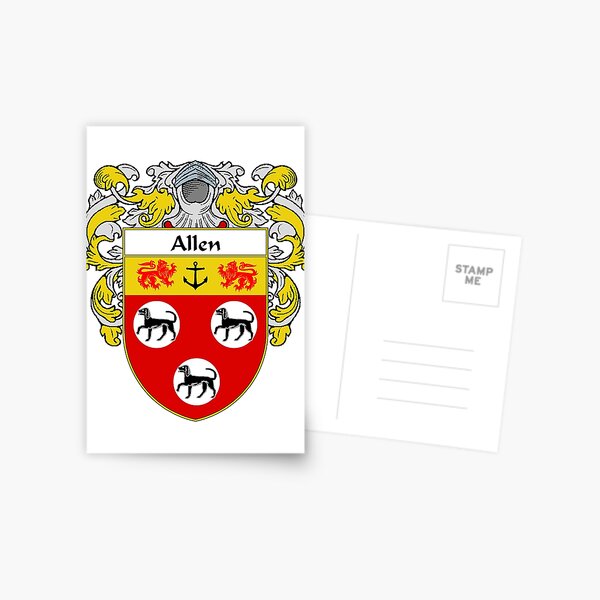 "Allen Coat of Arms/Family Crest" Postcard for Sale by William Martin ...