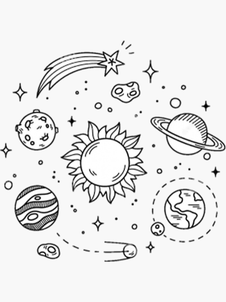 "Space Line Drawing" Sticker for Sale by emiface | Redbubble