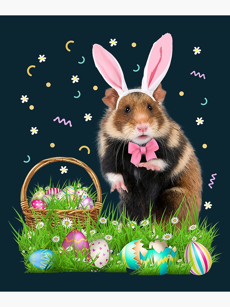 "Cute Hamster Easter Day Bunny Eggs Easter Costume Gift " Greeting Card ...