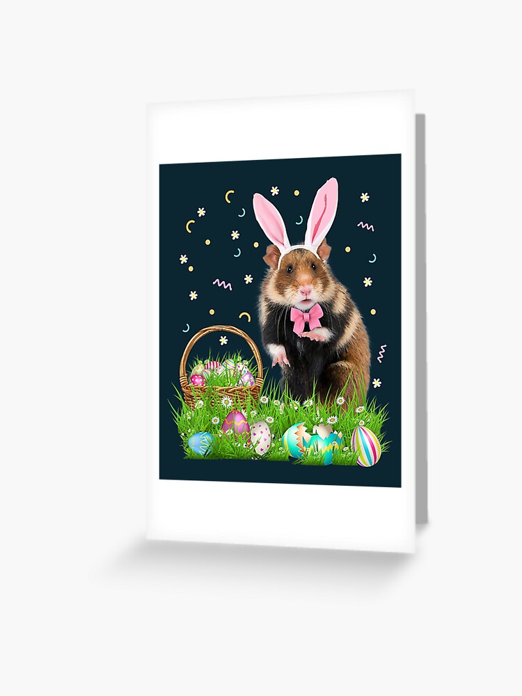 "Cute Hamster Easter Day Bunny Eggs Easter Costume Gift " Greeting Card ...