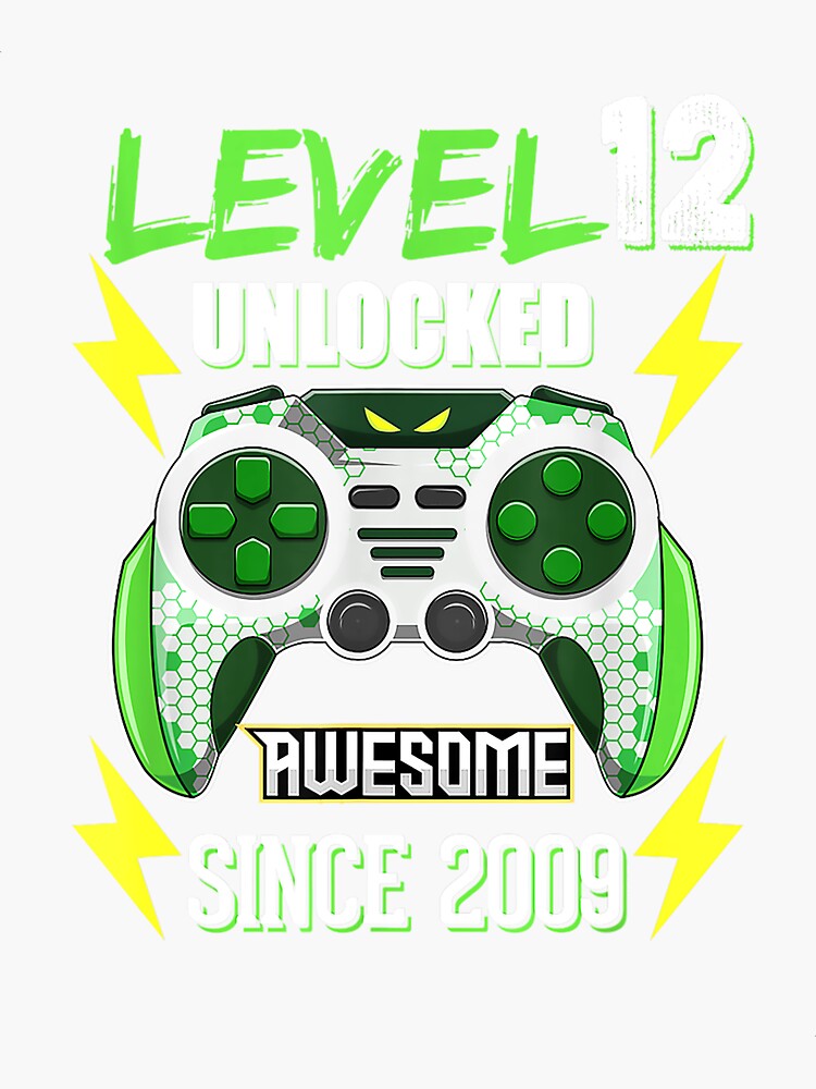"Level 12 Unlocked Awesome Since 2009 Video Game Birthday Boy Merch ...