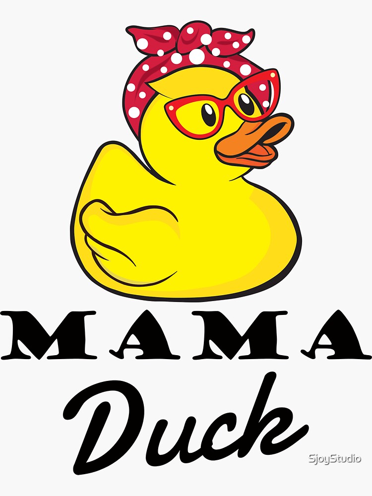 "Mama Duck funny animals lover design (Black Text)" Sticker for Sale by ...