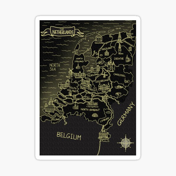 "Fluorescent Glowing Map of The Netherlands " Sticker by ...