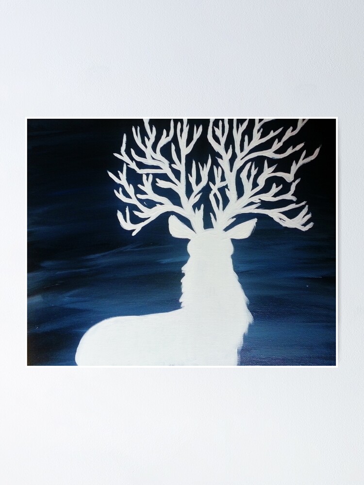 "White Stag with Tree Antlers" Poster for Sale by LegendOfZeldy | Redbubble