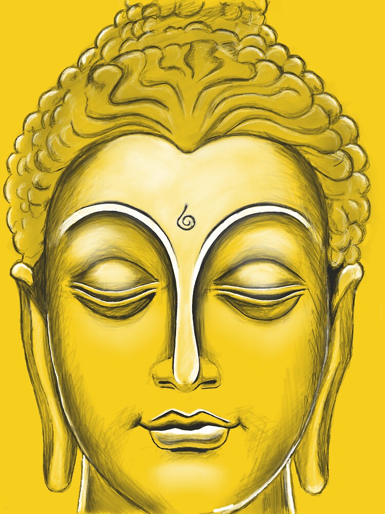 "Buddha - Yellow" Sticker by iksnae | Redbubble