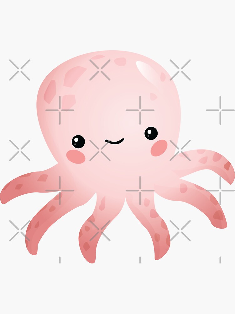 "Cute Pink Octopus" Sticker for Sale by TheMajesticGoat | Redbubble