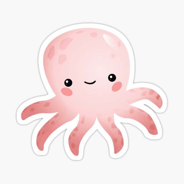 "Cute Pink Octopus" Sticker for Sale by TheMajesticGoat | Redbubble