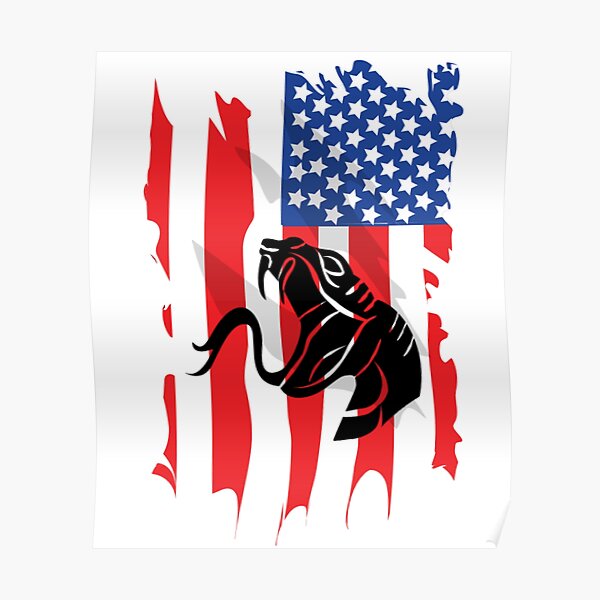 "USA Flag with Snakes Head with Fangs Showing" Poster for Sale by ...
