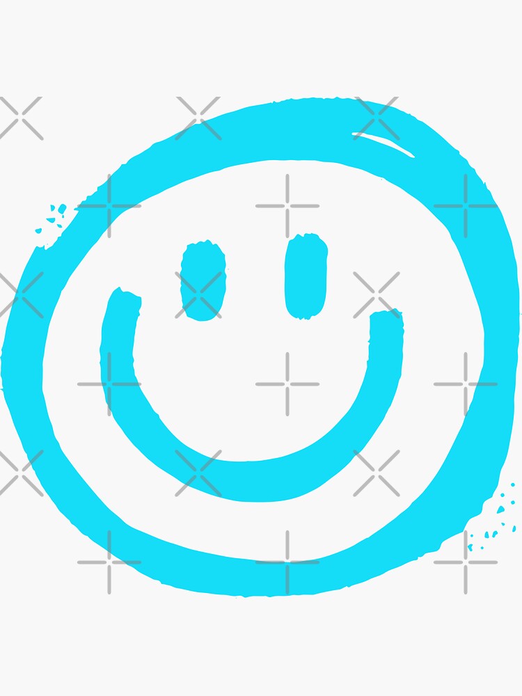 "Turquoise Happy Face" Sticker for Sale by BlackWhiteTs | Redbubble