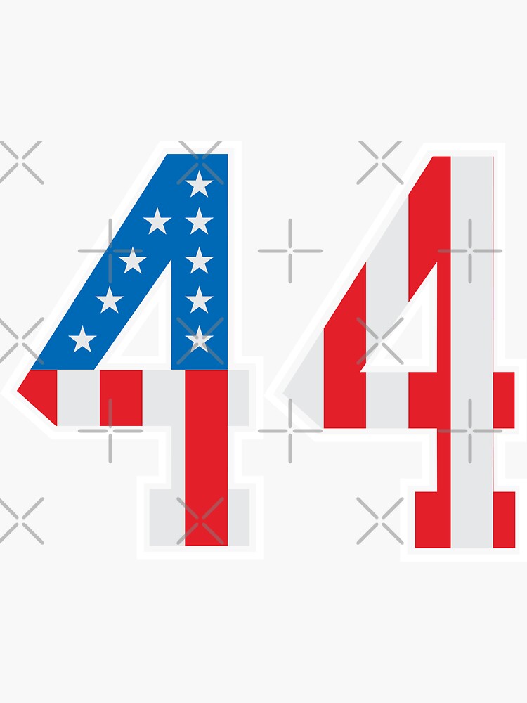 "44 American Classy Numbers forty-four United States Flag" Sticker for ...