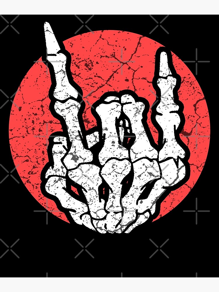 "Rock music skeleton hand sign" Art Print for Sale by Mila1946 | Redbubble