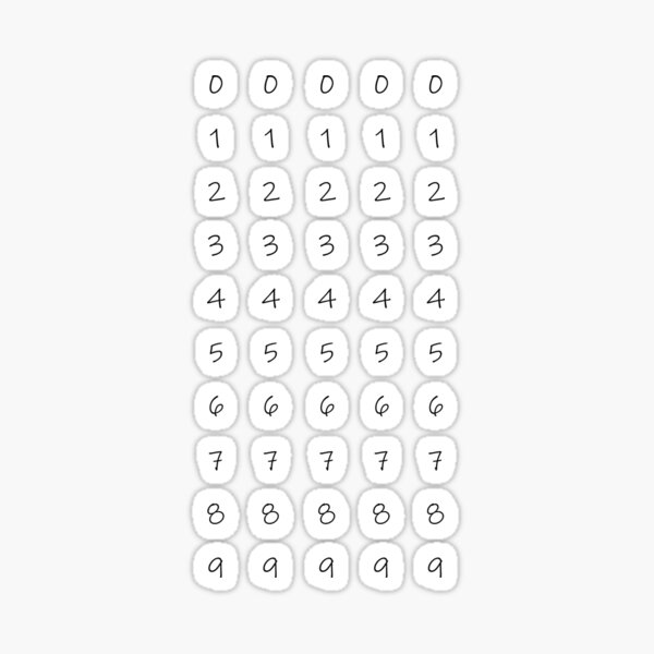 "X5 Numbers fine font | from 0 to 9" Sticker for Sale by Anma-H | Redbubble