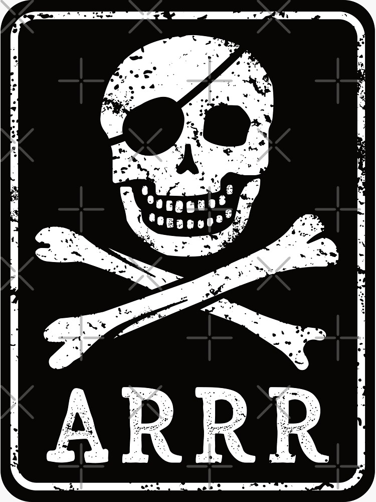 "Arrr - Pirate Skull & Crossbones" Sticker for Sale by IncognitoMode ...