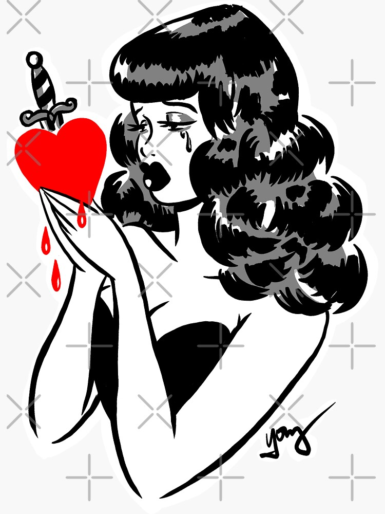 "Sad Bettie Pinup" Sticker for Sale by Andreayoung | Redbubble