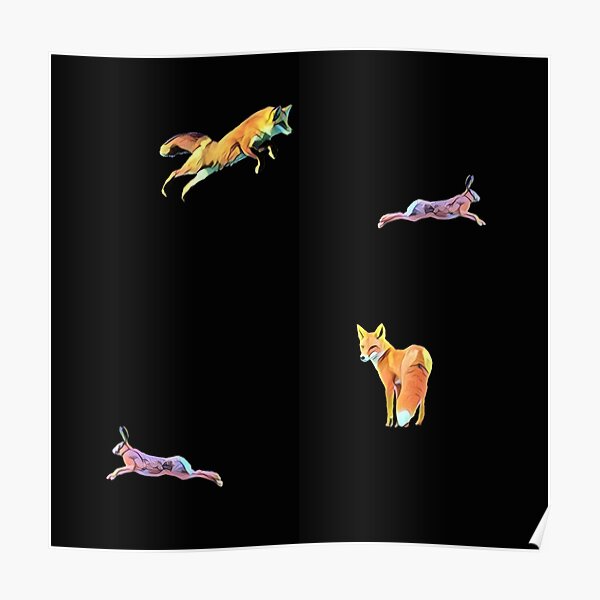 "Fox Chasing a Rabbit" Poster by VsTheInternet | Redbubble